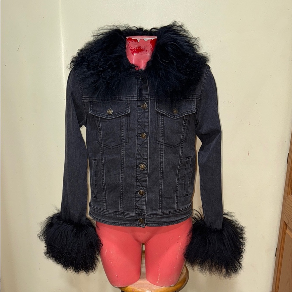 Anna Irion Jean Fur Lined Denim Jacket - Gem